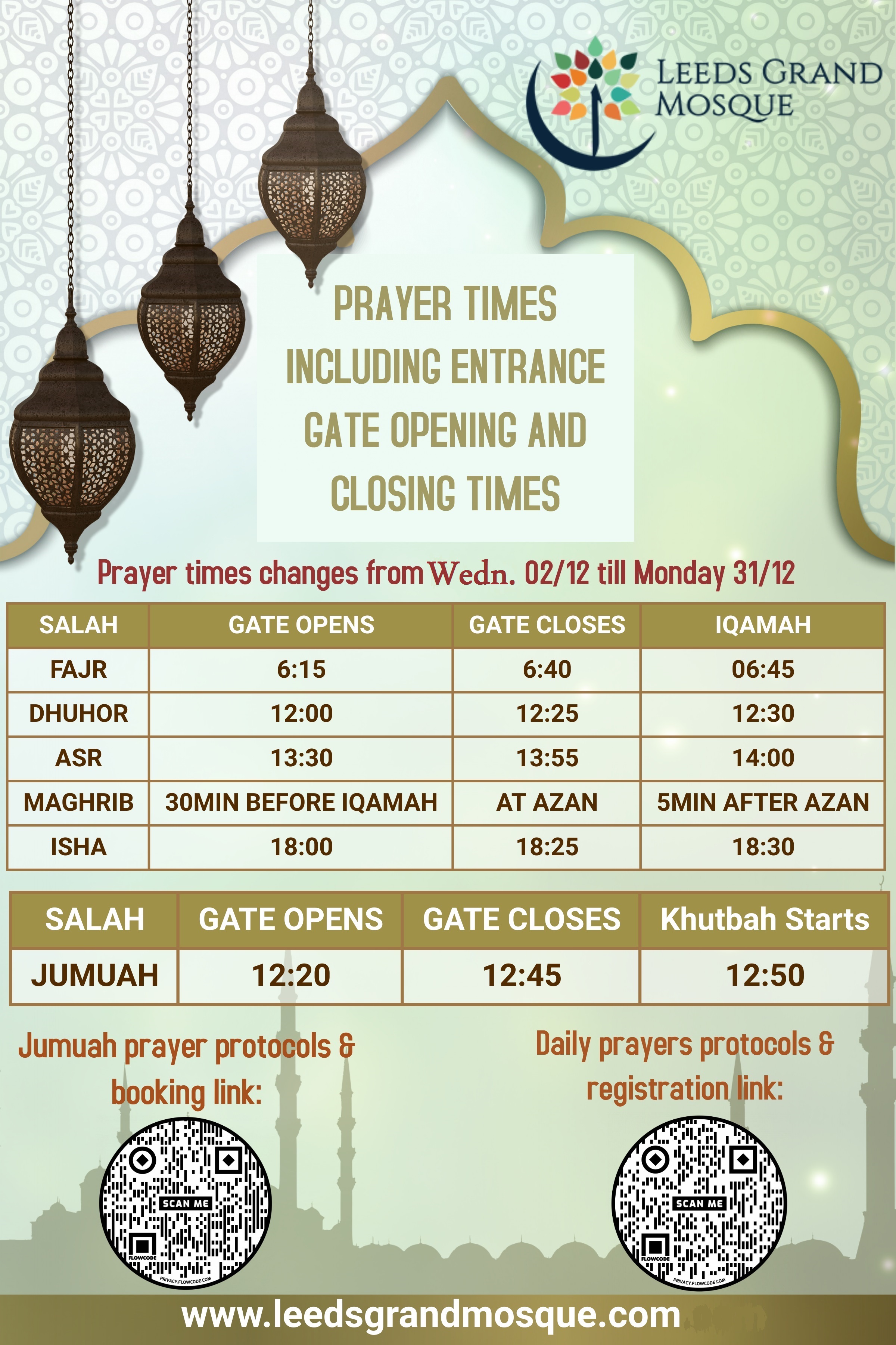 Prayers Updates| Leeds Grand Mosque